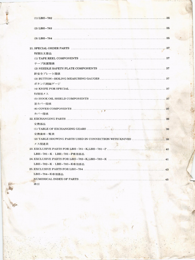 LBH 782, 783, 784 Parts List | PDF