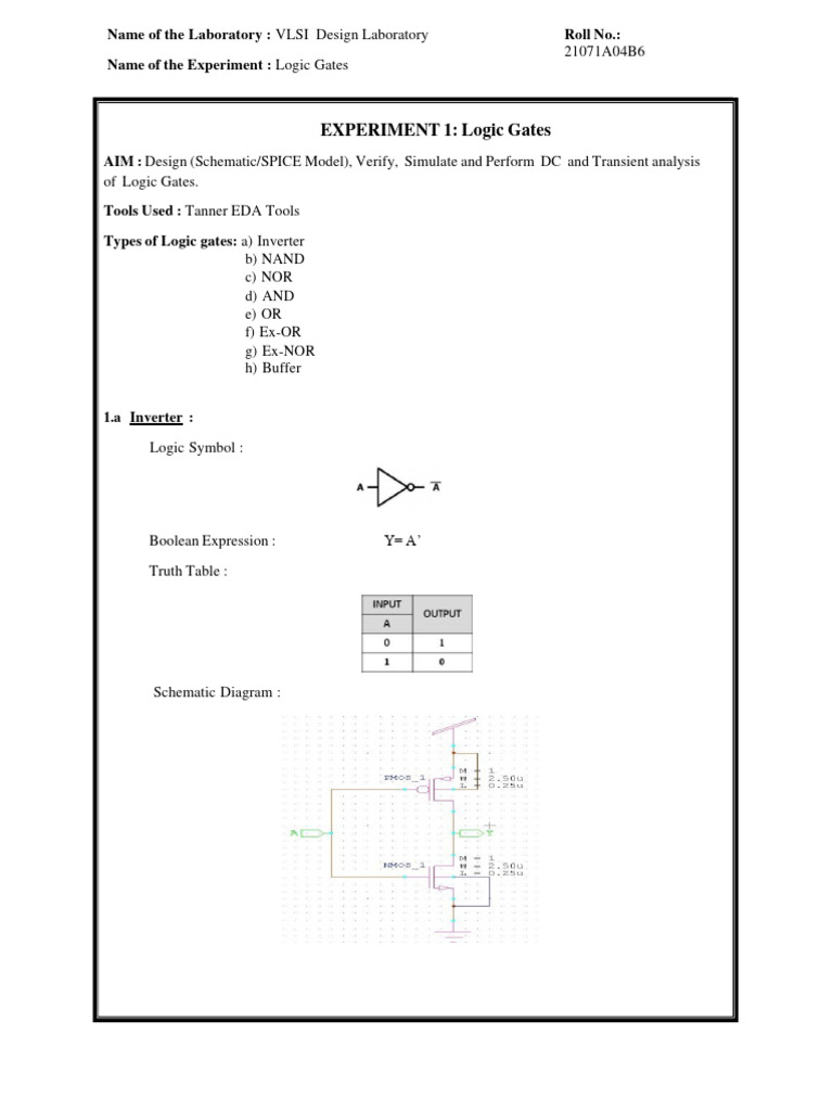 Logic Gates and Adders Experiment Report | PDF | Logic Gate | Spice