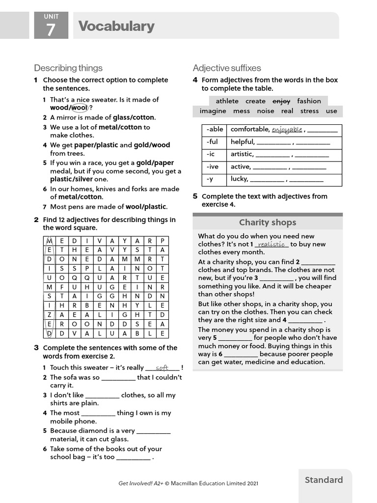 GI_A2PLUS_U7_Vocabulary_Standard | PDF | Languages | Foreign Language Studies