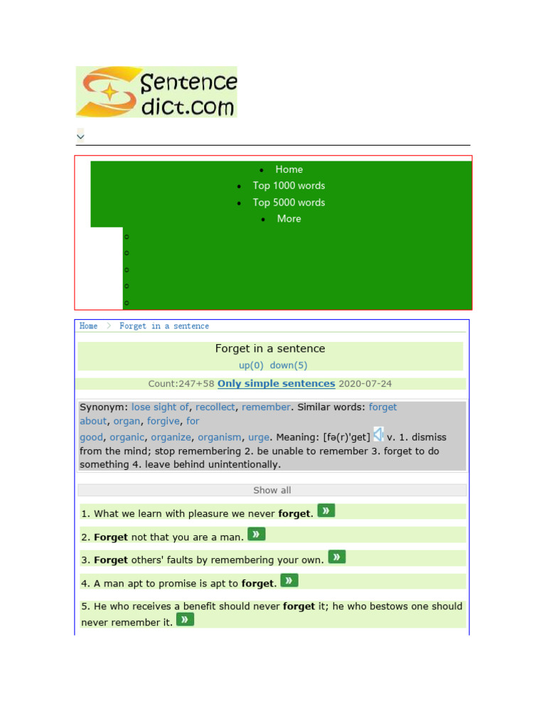 The Verb Forget in A Sentence | PDF | Cognition | Cognitive Science