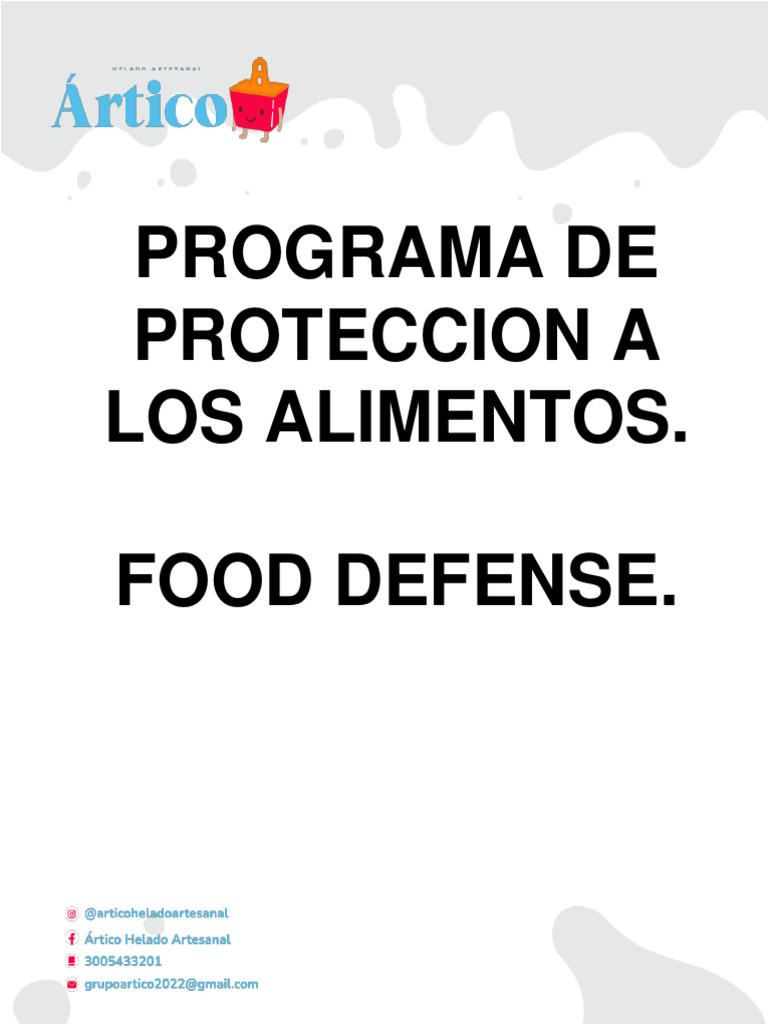 PROGRAMA DE FOOD DEFENSE | Descargar gratis PDF | Business | Seguridad ...