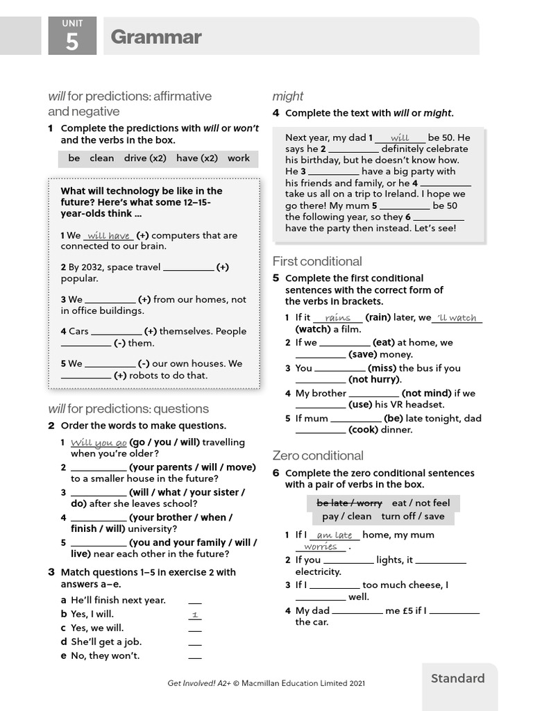 GI A2PLUS U5 Grammar Standard | PDF | Linguistics | Linguistic Typology