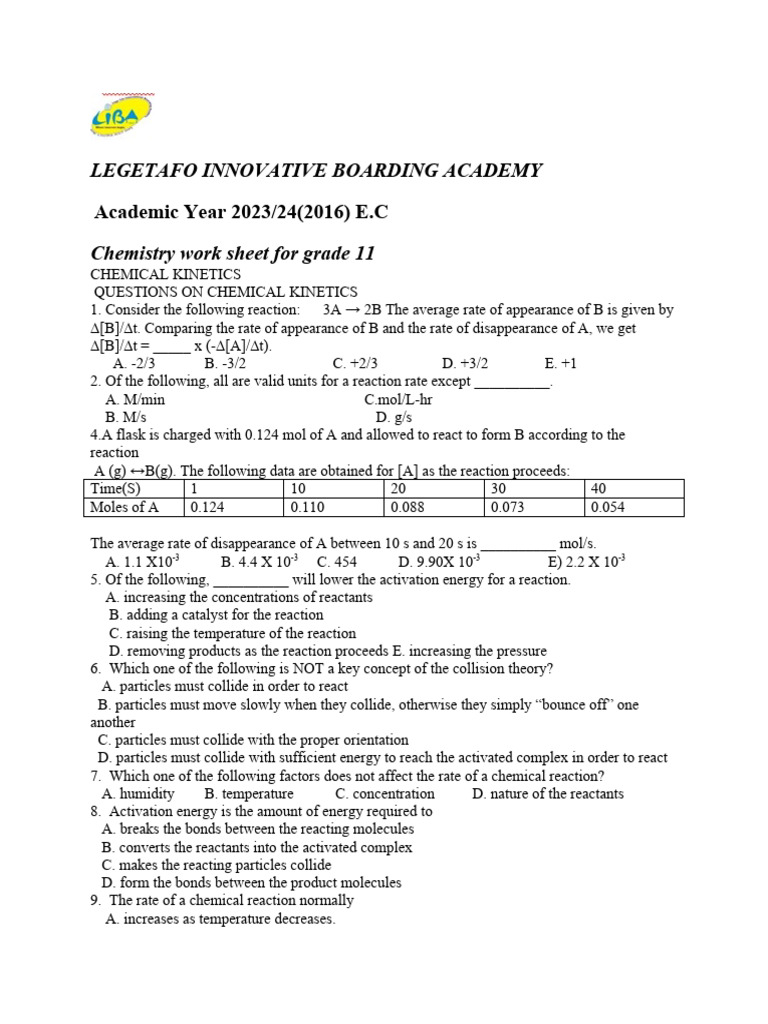 Grade11 CHEMISTRY | PDF | Reaction Rate | Chemical Equilibrium