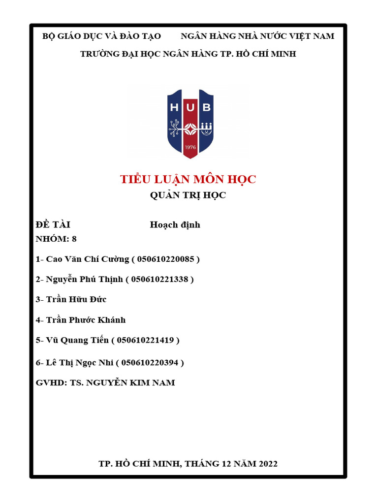 Bài tiểu luận QTH nhóm 8 1 | PDF