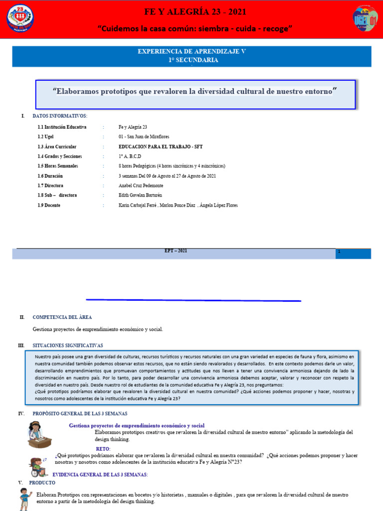EXPERIENCIA DE APRENDIZAJE Nº5 - EPT | PDF | Aprendizaje | Iniciativa empresarial