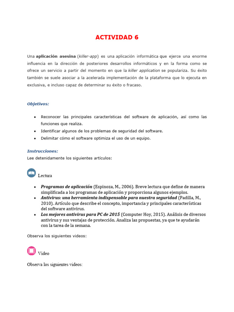 Actividad6 - Arquitectura de Computadoras | PDF | Software de la aplicacion | Software antivirus