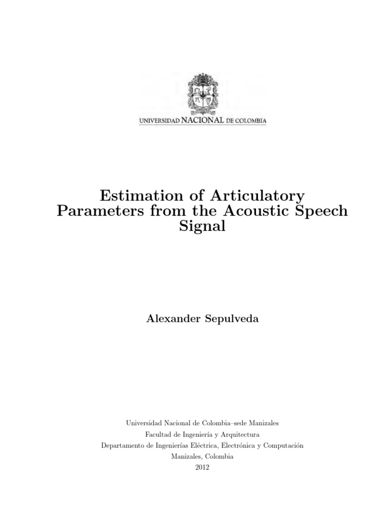 Estimation of Articulatory Parameters From The Acoustic Speech Signal | PDF | Matemáticas Aplicadas