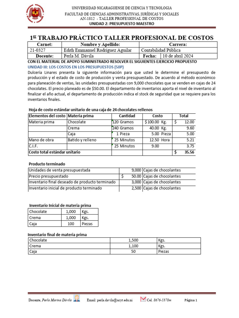 Ejercicio TP-1 Dilcería Linarte | PDF | Presupuesto