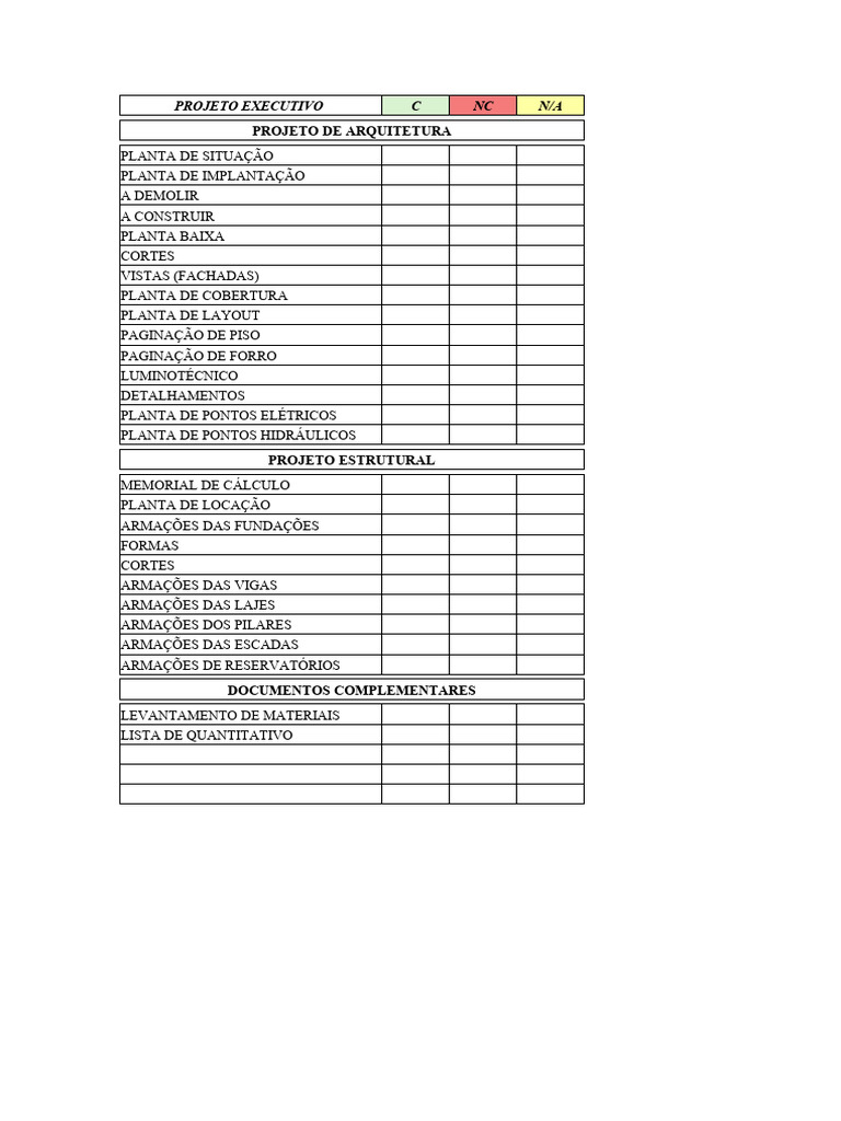 Check List de Projetos | PDF | Projeto arquitetônico | Arquitetura