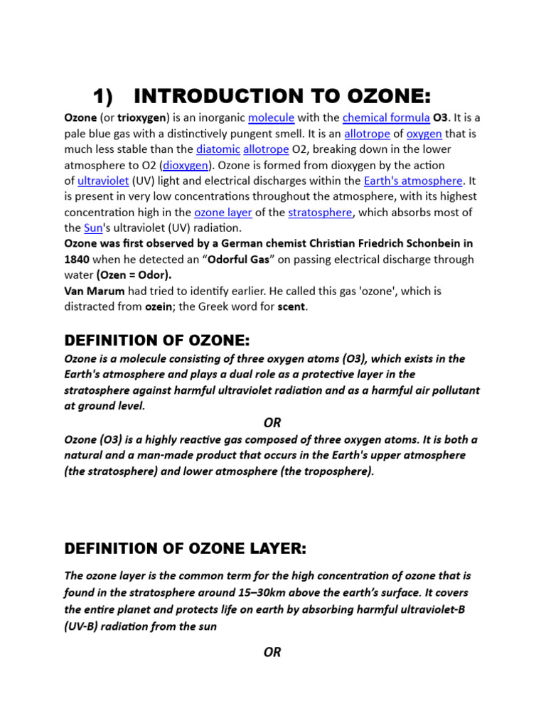 Introduction To Ozone | PDF | Ozone Depletion | Chlorofluorocarbon