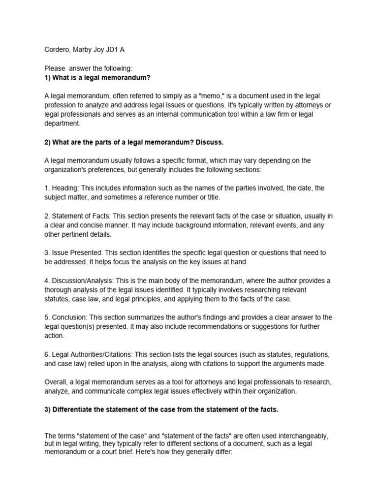 Legal Writing 2 | PDF | Argument | Memorandum