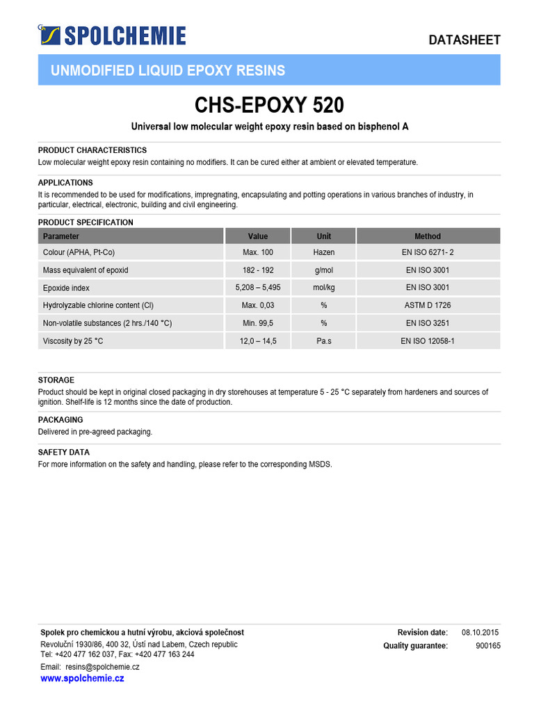 CHS-EPOXY 520 Datasheet Overview | PDF