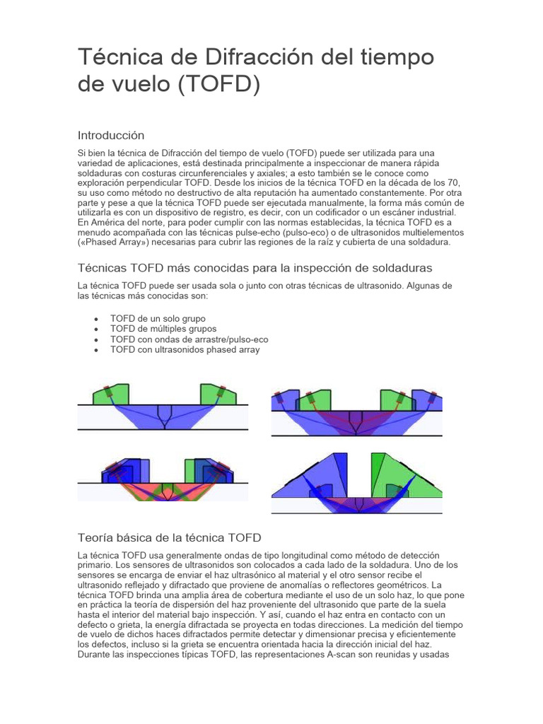 Tecnica de Difraccion en Tiempo de Vuelo, ToFD | PDF | Ultrasonido | Soldadura