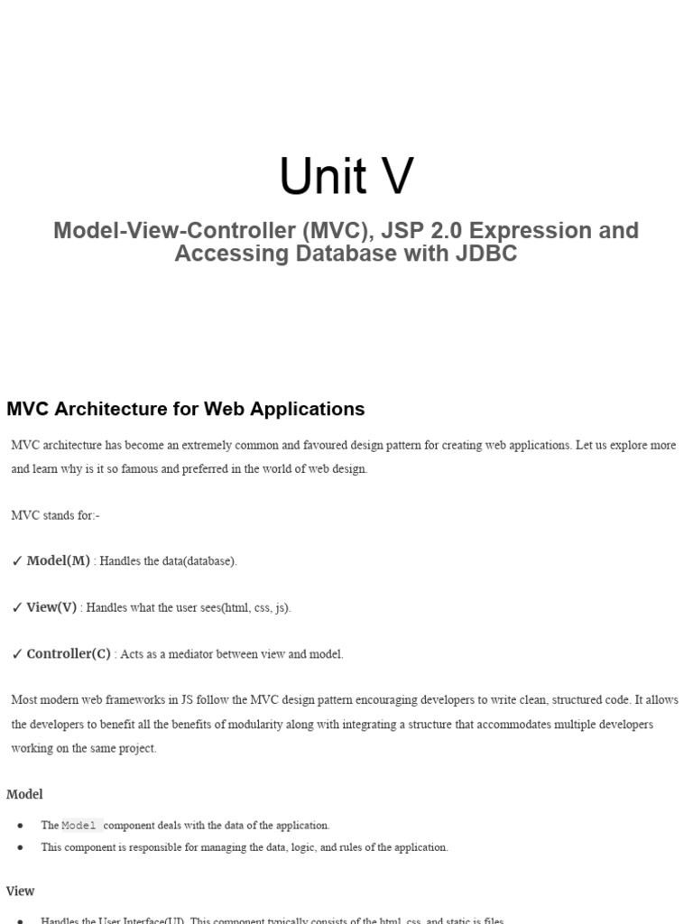 JWT Unit 5 | PDF | Model–View–Controller | World Wide Web