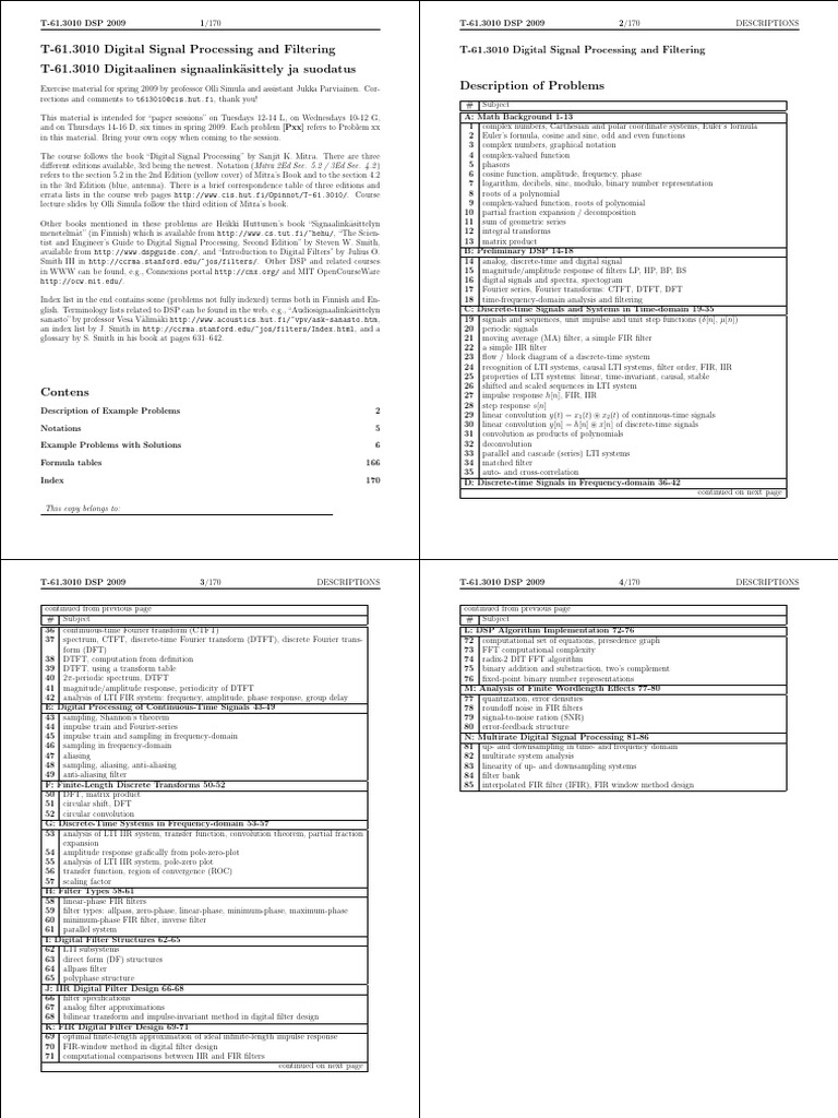DSP_Problem | Download Free PDF | Digital Signal Processing | Complex Number