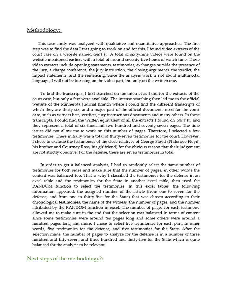 Analysis of Court Testimonies Methodology | PDF | Linguistics | Testimony