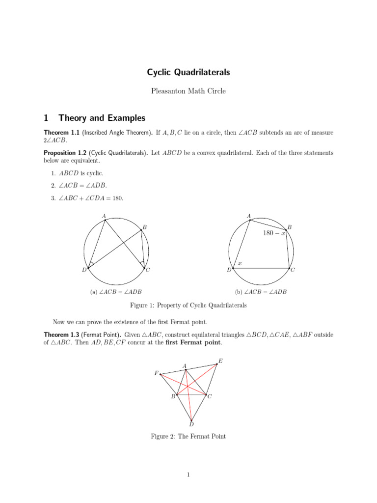 Cyclic Quad | PDF | Euclidean Plane Geometry | Elementary Geometry