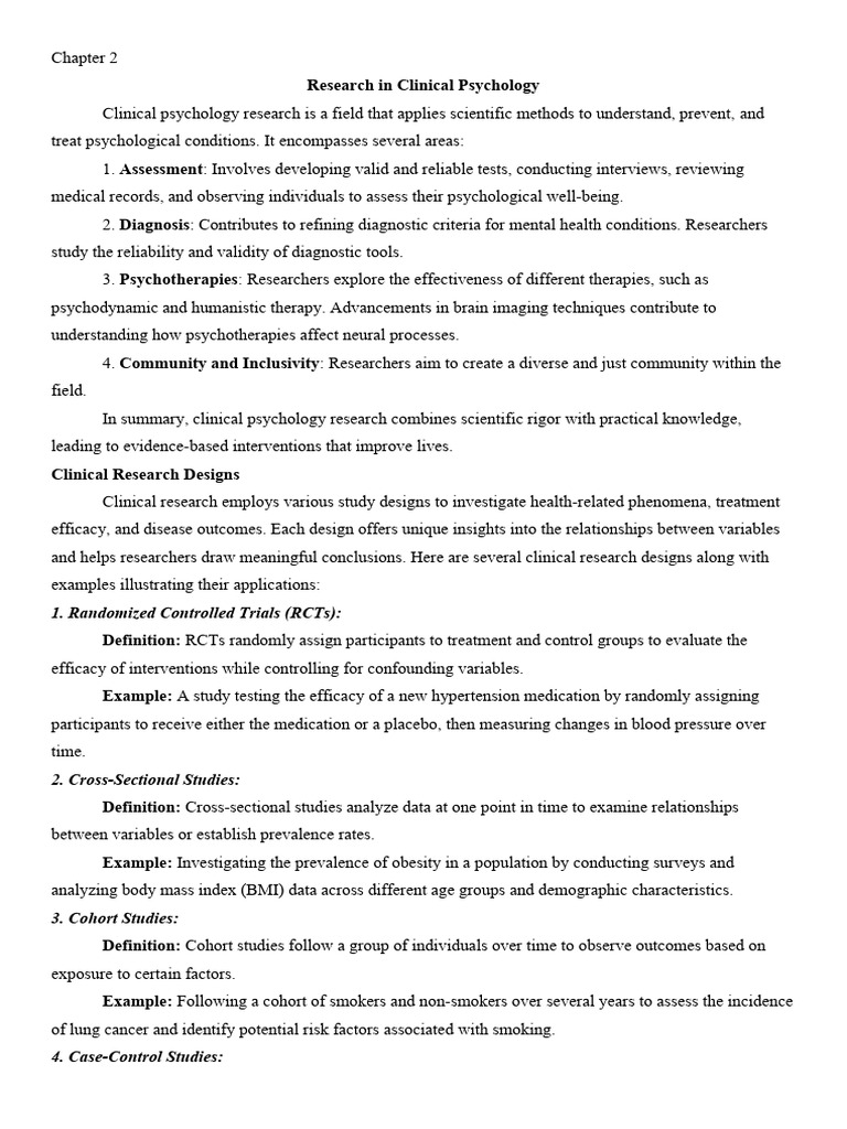 Clinical Psychology Research Methods | PDF | Cohort Study | Psychology