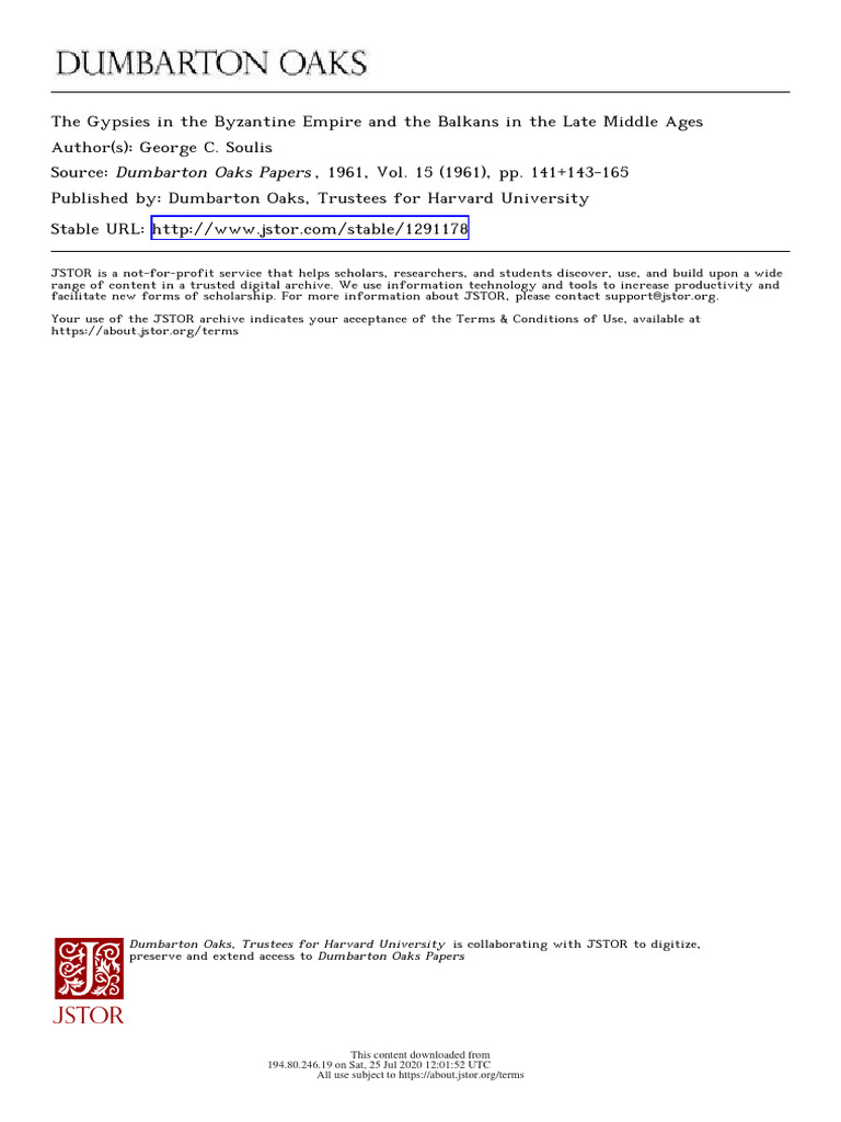 Soulis, George (1996) - The Gypsies in The Byzantine Empire and The ...