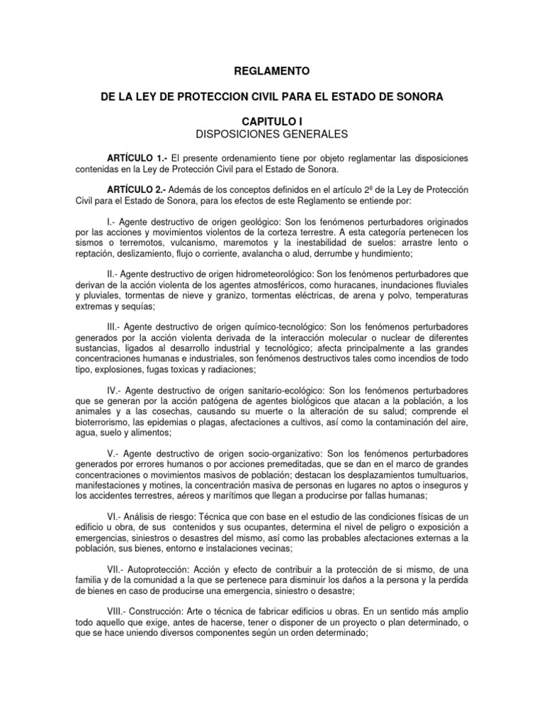 Reglamento Ley de Proteccion Civil | Descargar gratis PDF | Defensa Civil | Tormentas
