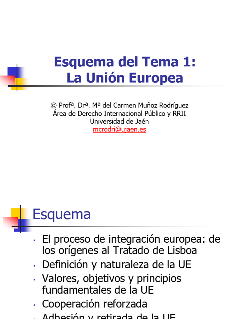 Esquema-Tema 1-La Union Europea | Descargar gratis PDF | tratado de Maastricht | Ampliación de ...