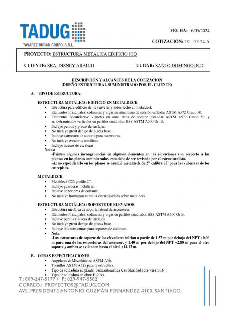 Propuesta Estrutural TADUG | PDF | Materiales de construcción | Ingeniero civil