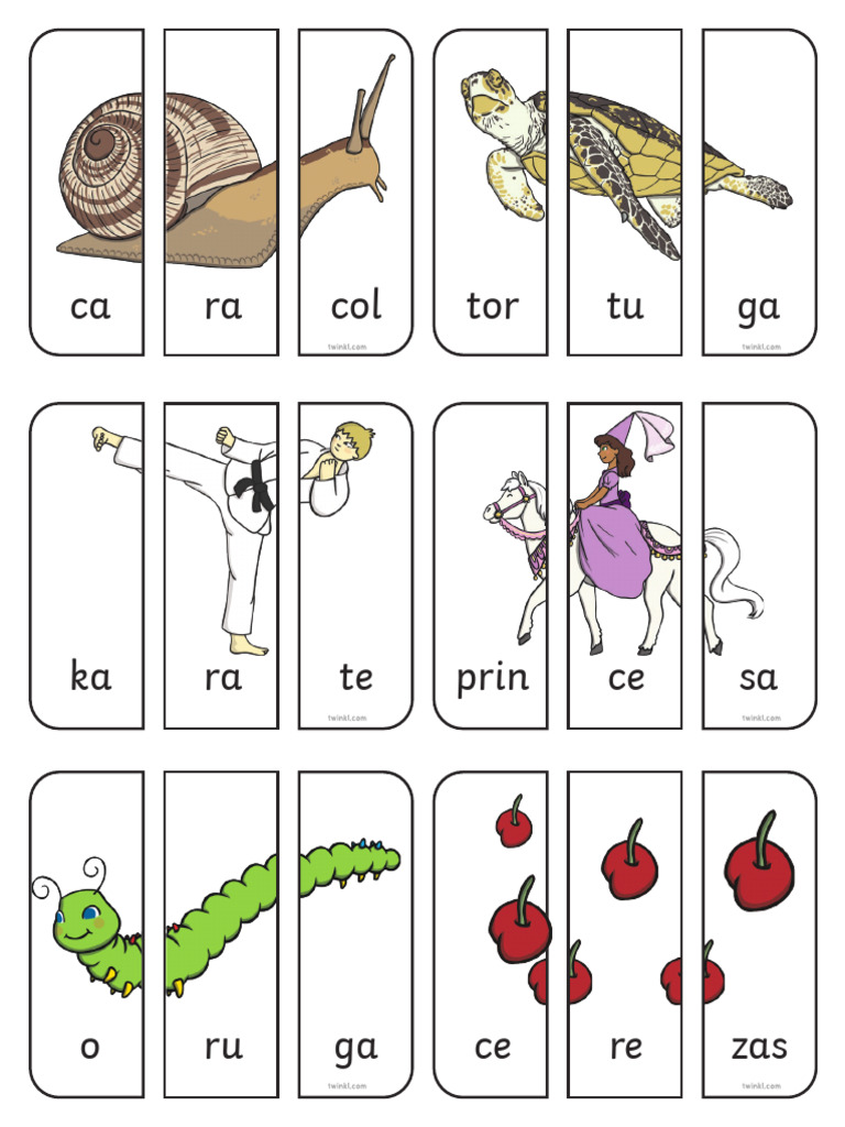 Rompecabezas de Palabras Con 3 Sílabas | PDF