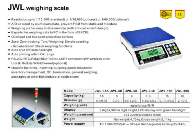 Balanza Jadever JWL | PDF