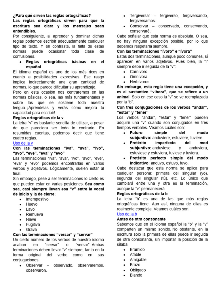 Para Qué Sirven Las Reglas Ortográficas | Descargar gratis PDF | Verbo | Caso de carta
