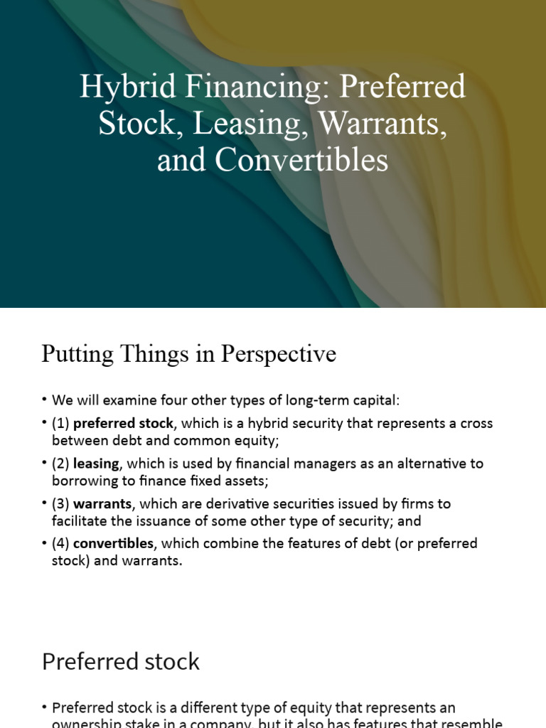 Hybrid Financing | PDF | Stocks | Bonds (Finance)