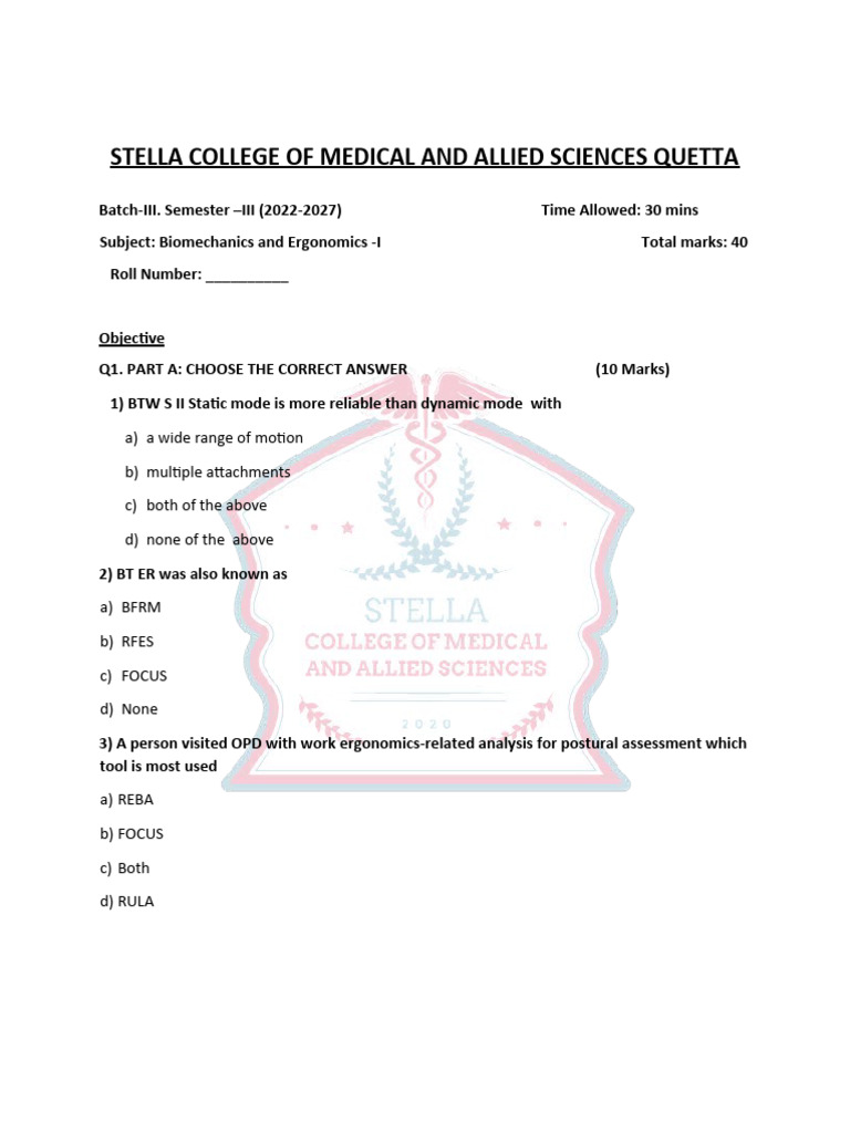 Biomechanics Termianl Paper 2 | PDF | Hip | Pelvis