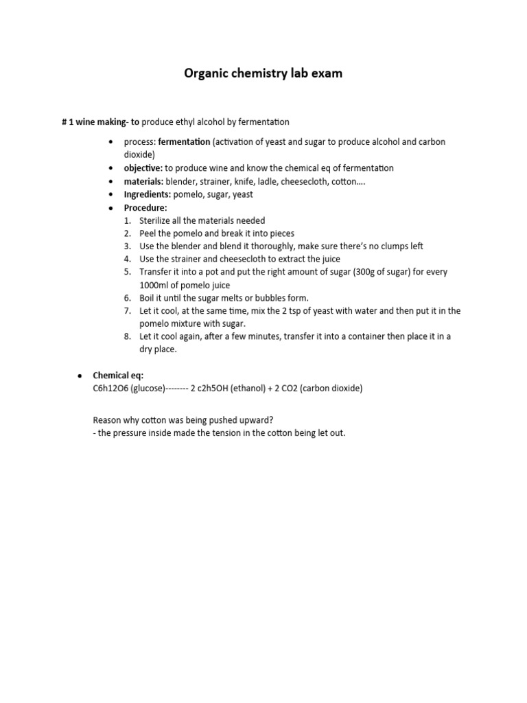 Organic Chemistry Lab Exam Overview | PDF | Ethanol | Sodium Hydroxide