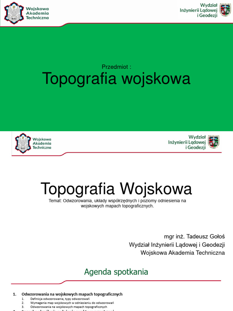 Topografia Temat 3. Odwzorowania, Układy Współrzędnych, Znaki Na Mapach ...