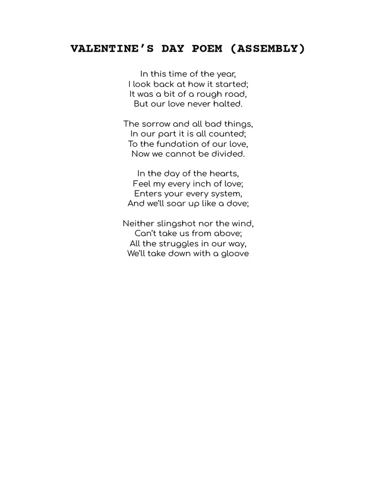 Valentine's Day Poem (Assembly) | PDF