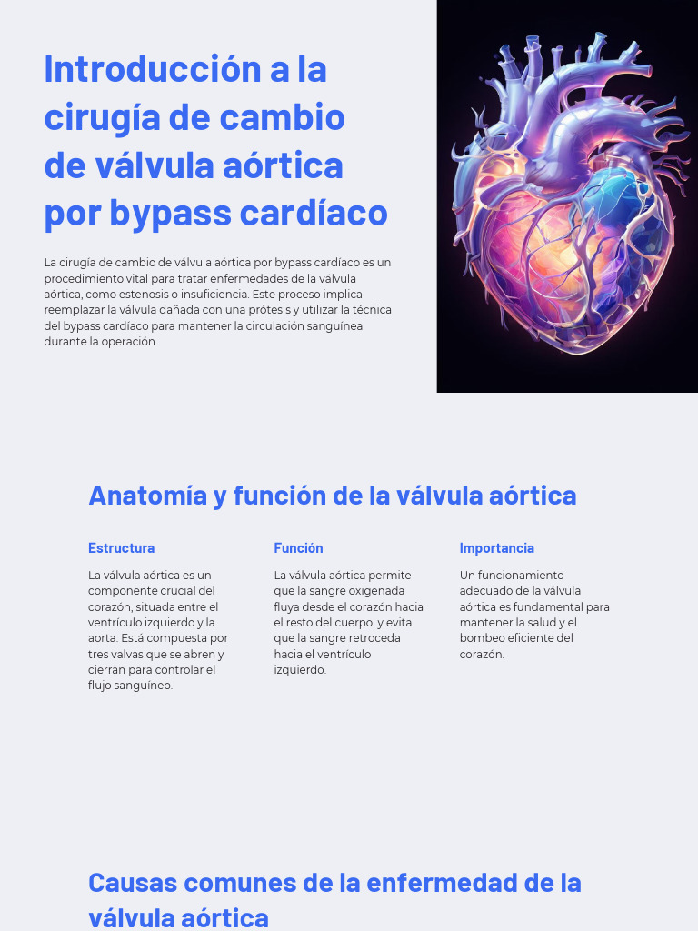 Introduccion A La Cirugia de Cambio de Valvula Aortica Por Bypass Cardiaco | PDF | Corazón ...