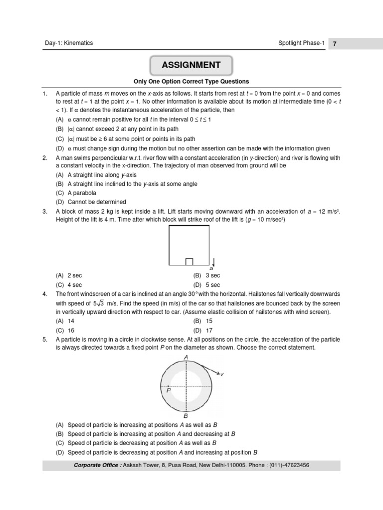 Spotlight Phase - 1 - Physics Day - 01 (Assignment & DPP) | PDF ...