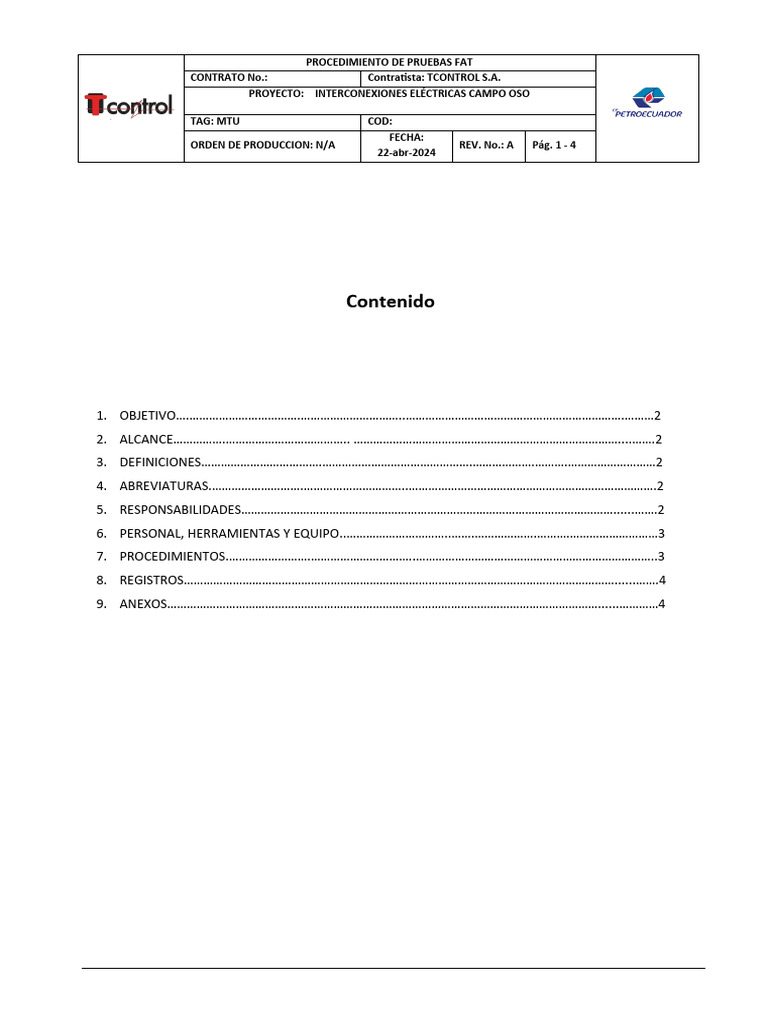 Procedimiento Pruebas Fat Mtu | PDF | Scada | Ingeniería Informática