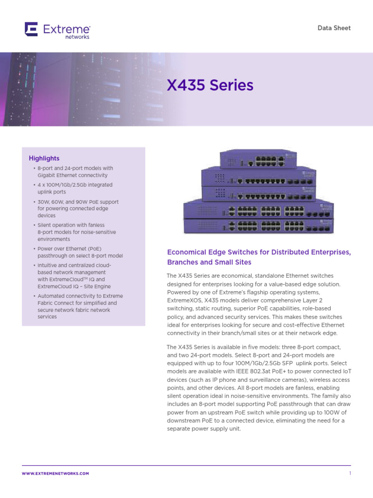 X435 Series: Highlights | PDF | Network Switch | Computer Network