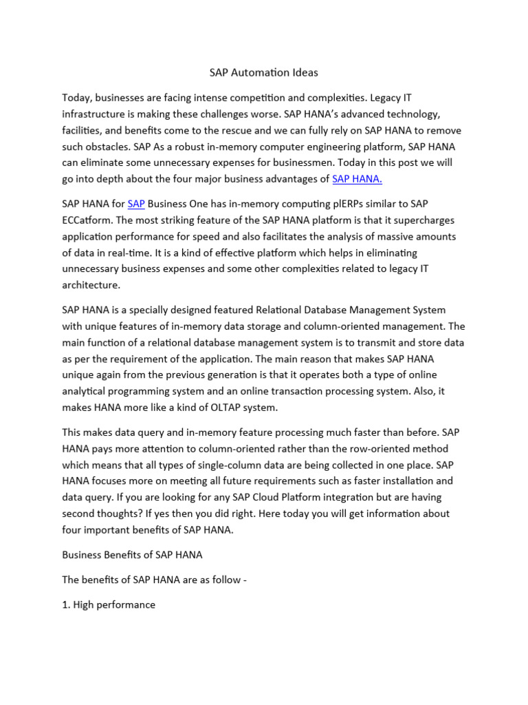 SAP Automation Ideas | Download Free PDF | Databases | Information Technology Management