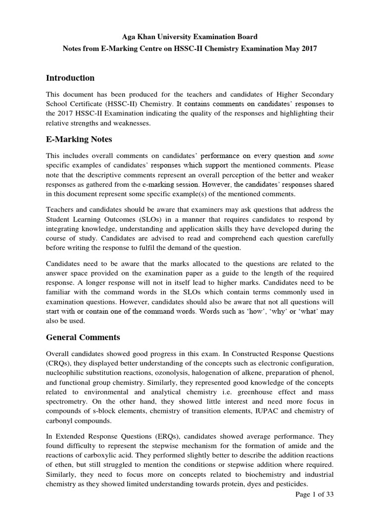 E-Marking Notes On Chemistry HSSC II May 2017 | PDF | Transition Metals ...
