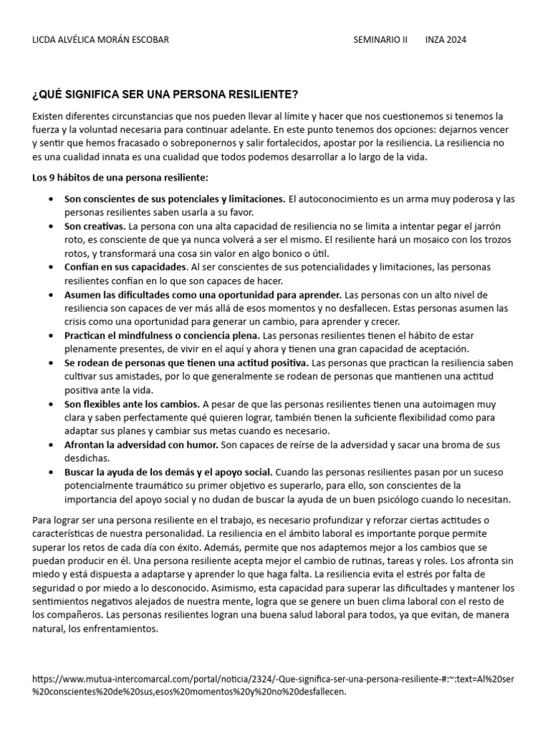 Qué Significa Ser Una Persona Resiliente | PDF | Resiliencia ...