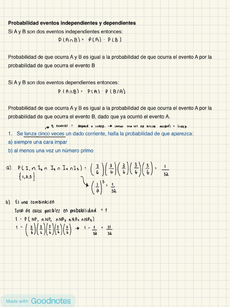 Probabilidad eventos dependientes e independientes | PDF
