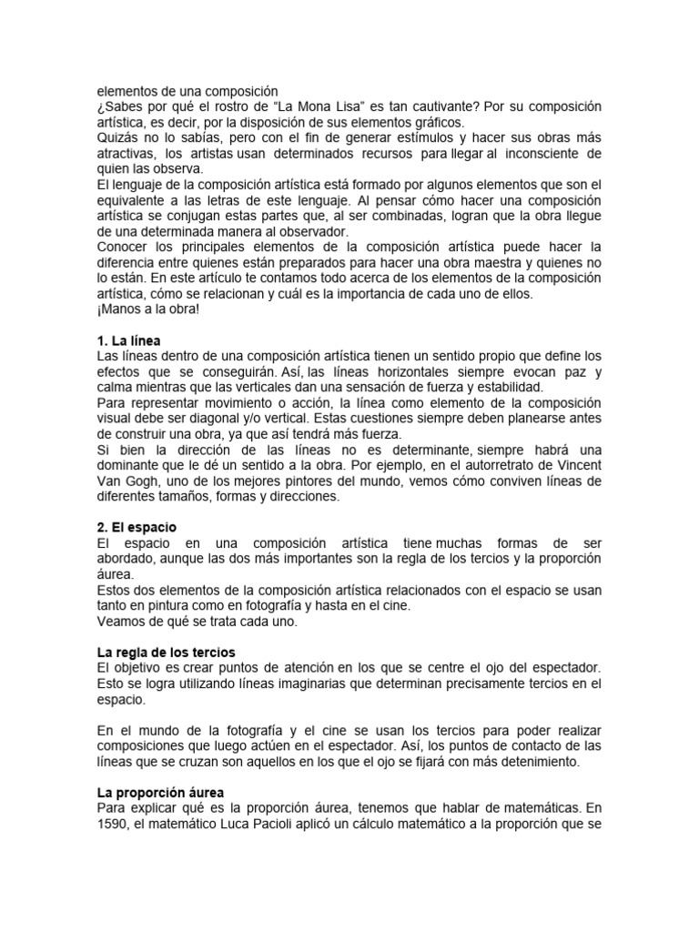Elementos de Una Composición | PDF | Composición (artes visuales ...