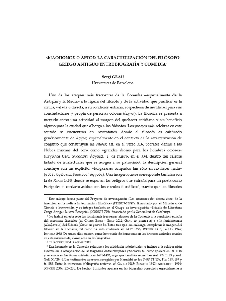 Caracterització Del Filósofo Griego. Sergi Grau | PDF | Platón | Sócrates