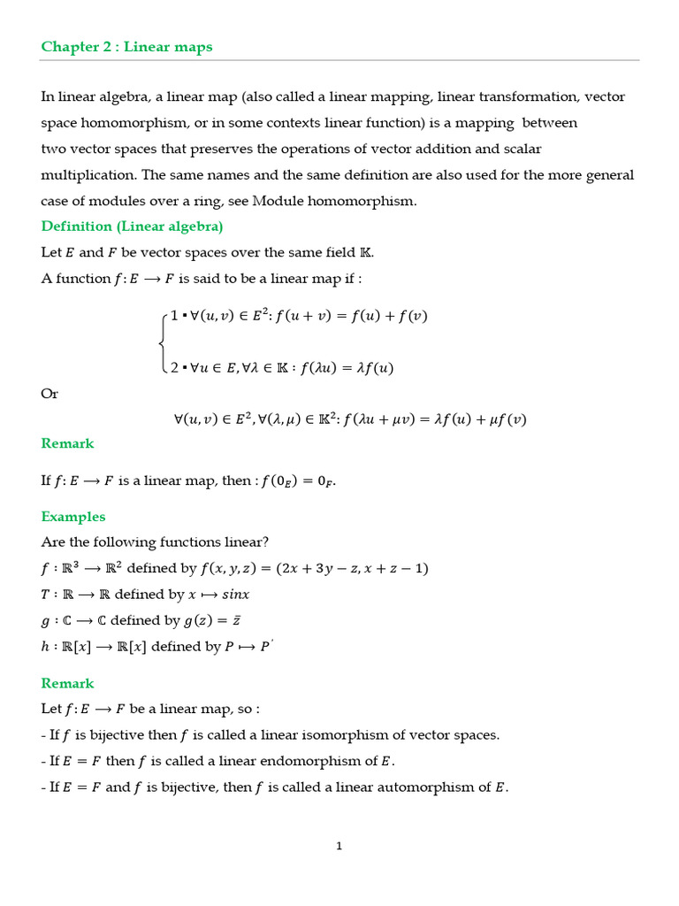 Chapter 2 Linear Maps Pdf Linear Map Vector Space 9091