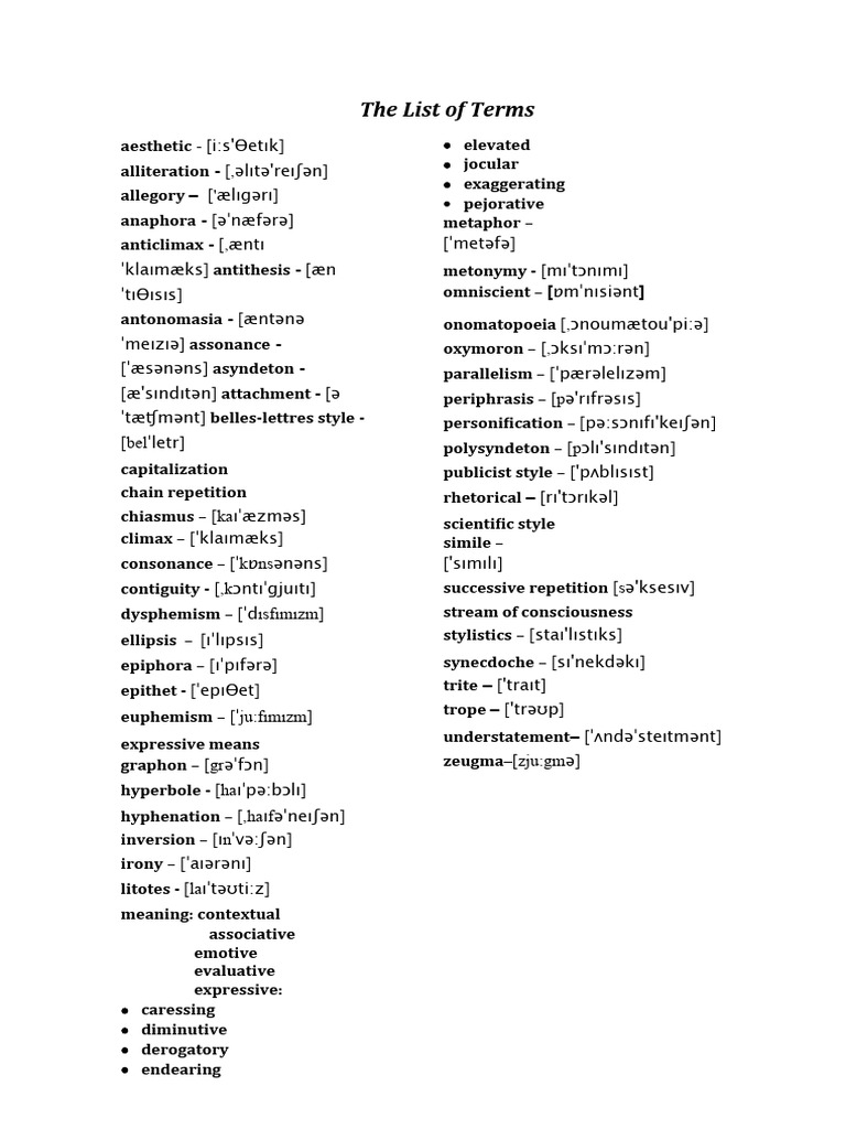Essential Stylistic Devices Explained | PDF | Semantics | Sentence ...
