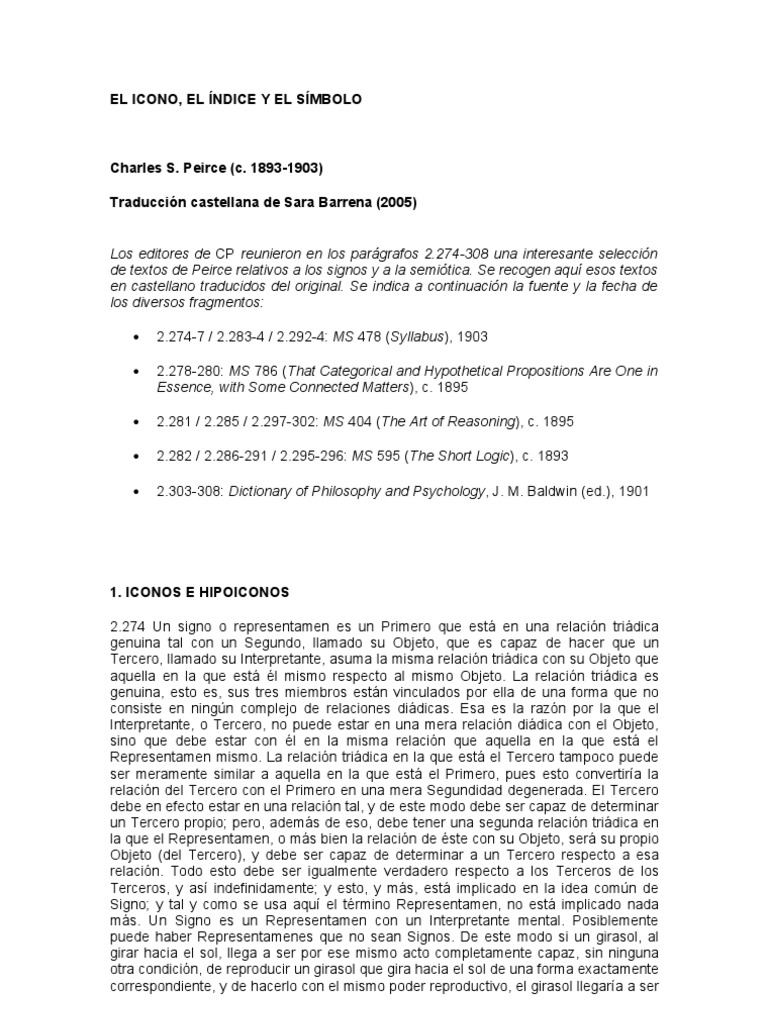 Iconos, Índices y Símbolos en Semiótica | PDF | Los símbolos | Verdad