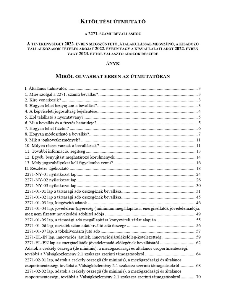 2271 kitöltési útmutató_11.0 | PDF