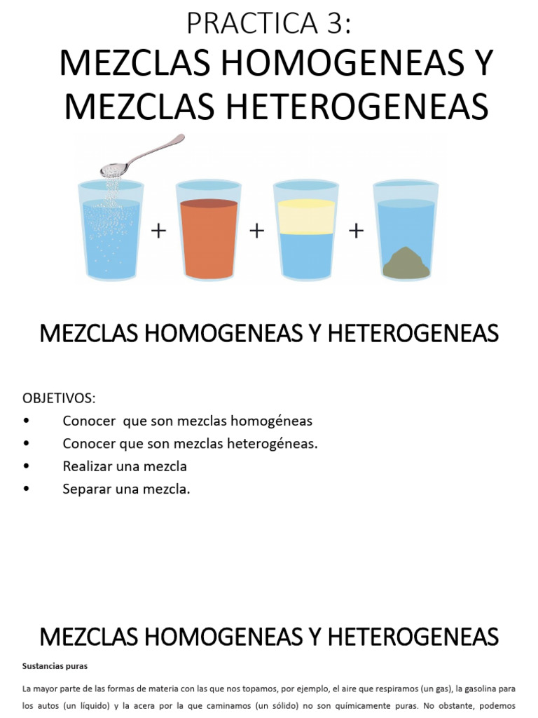 PRACTICA, MEZCLAS HOMOGENEAS Y HETEROGENEAS | Descargar gratis PDF | Mezcla | Sustancias químicas