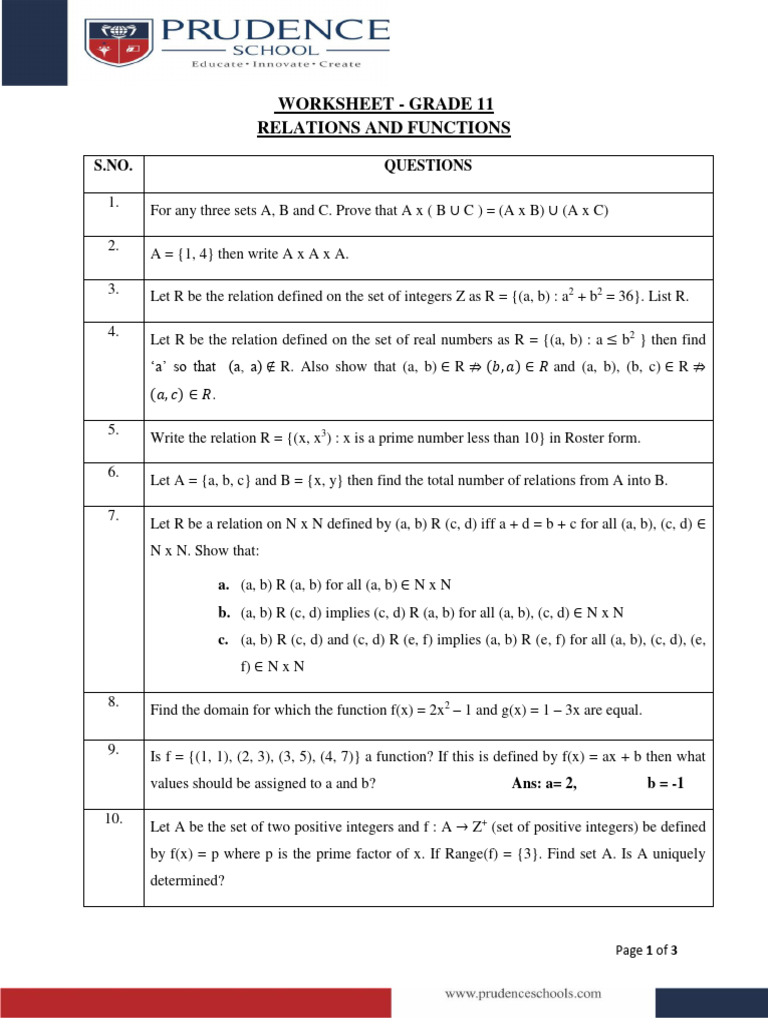 Relations and Functions (23-24) | PDF | Function (Mathematics) | Mathematical Logic